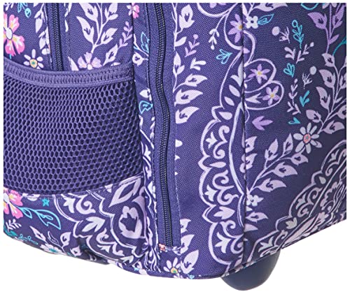 Vera Bradley Women's Recycled Lighten Up Reactive Slim Rolling Backpack, Belle Paisley, One Size