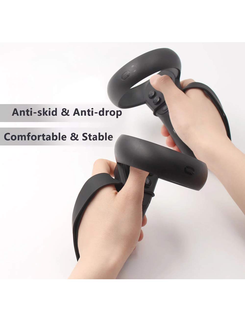 Silicone VR Touch Controller Grip Cover, Anti-fall Knuckle Strap, Sweatproof Joystick Cover for Oculus Quest/Rift S