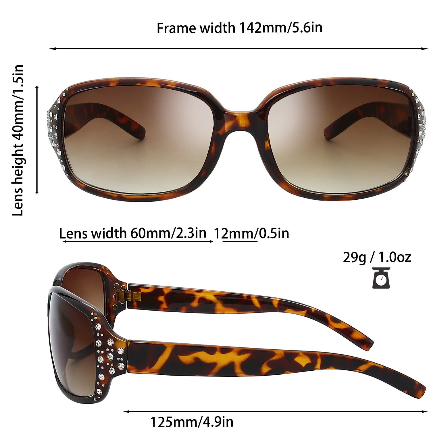 The Fresh Polarized Trendy Classic Women Hot Fashion Rhinestones Sunglasses - Exquisite Packaging (01-Black, Gradient Grey)