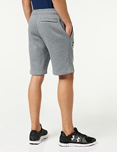 Under Armour Men's Rival Fleece Shorts , Pitch Gray Light Heather (012)/Onyx White , Large
