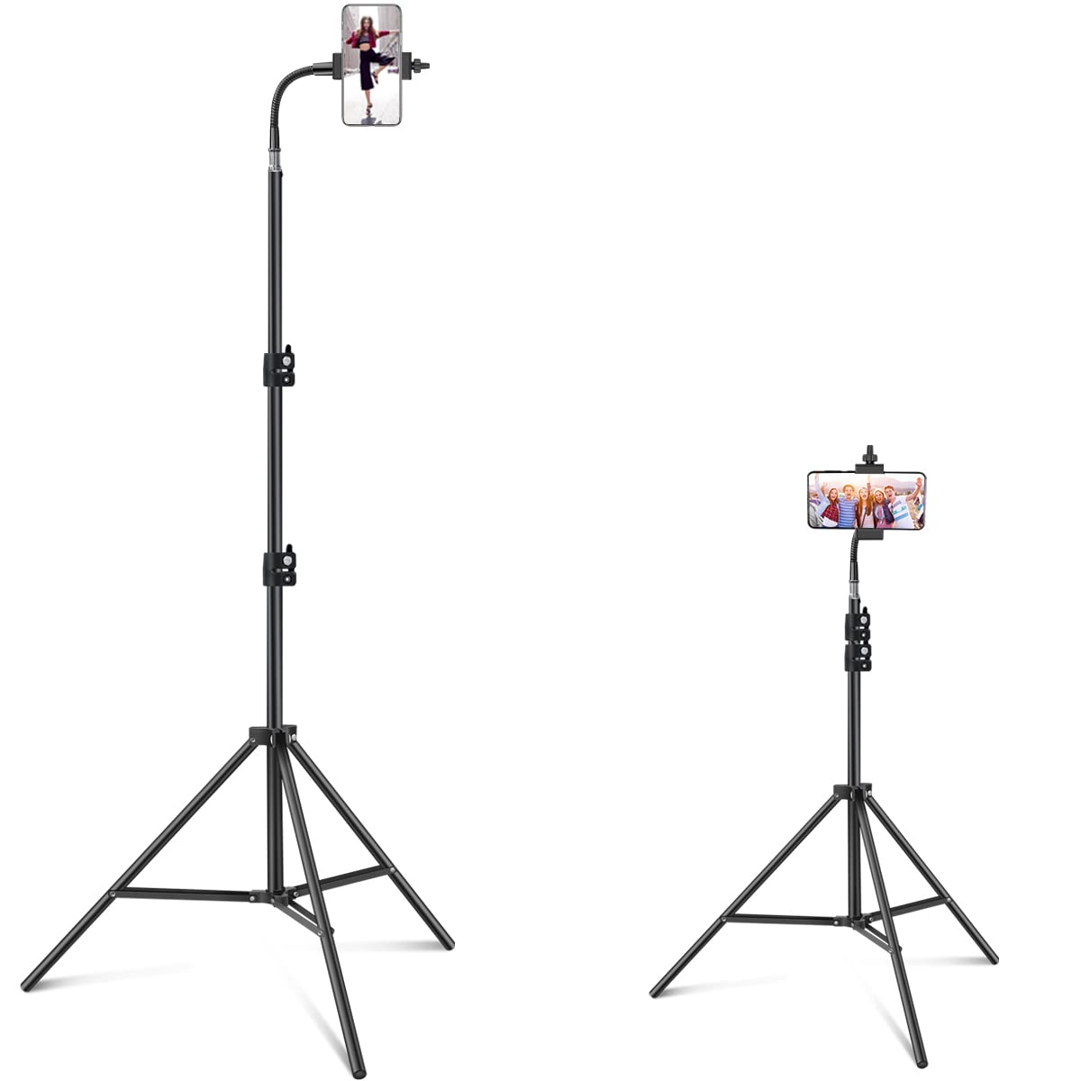 Tall Tripod for iPhone Pixel 6.67ft/80inch Tripod Phone Video Cell Stand Photography Rotatable Live Video Stand Compatible with and Most Mobile Phones( Tripod + Gooseneck+ Phone Clip+ Carry Bag)
