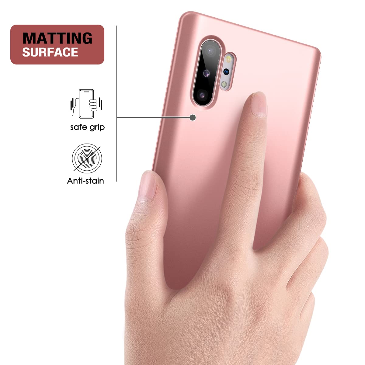 SURITCH Phone Case for Galaxy Note 10 Plus/Note 10+, Front Cover with Built-in Screen Protector Shockproof Full Body Protection Slim Soft TPU Hybrid Bumper Protective Cover for Men Women - Rose Gold