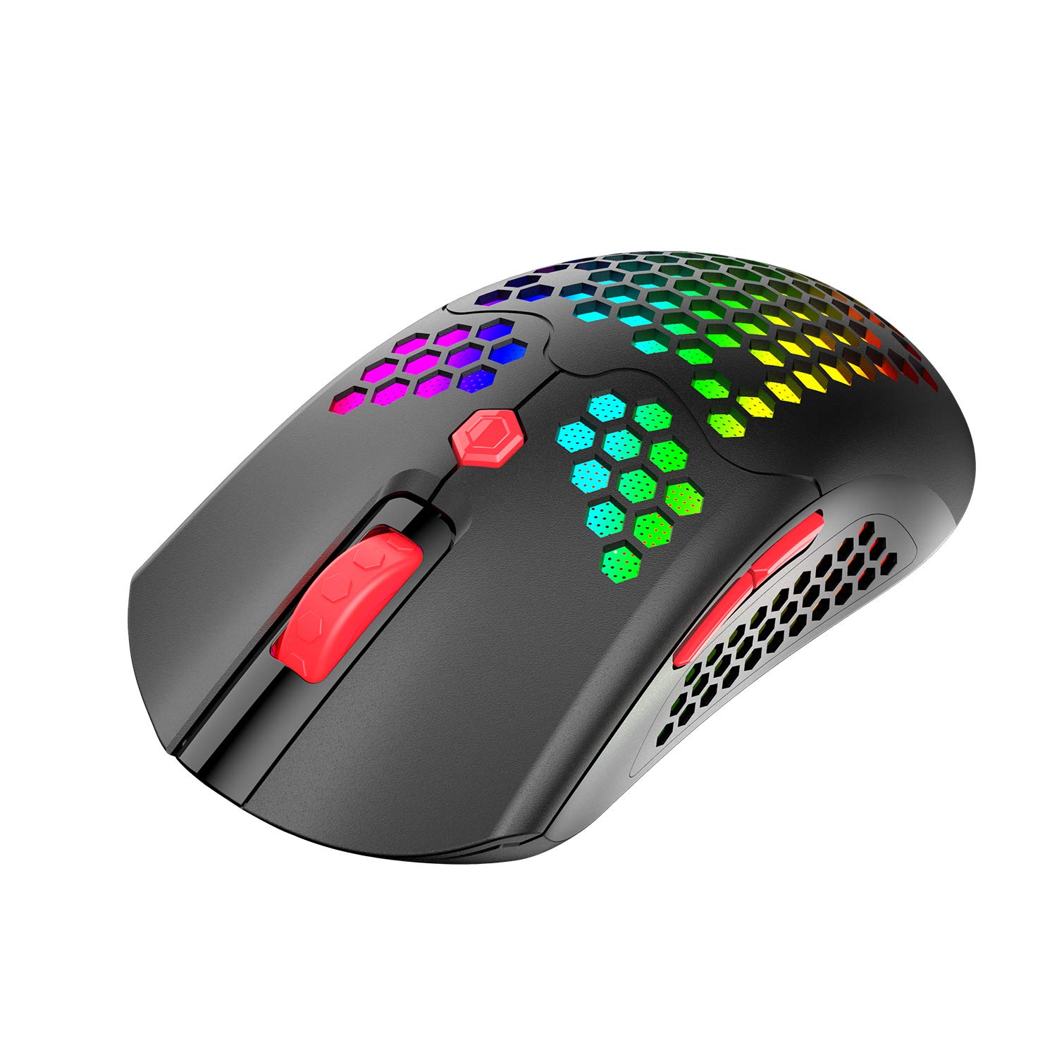 Wireless Gaming Mouse,Two Modes Wireless/wired RGB Gaming Mouse with Ultralight Honeycomb Shell,Pixart 3325 12000 DPI,Rechargeable 800mA Battery,Programmable Driver for PC Gamers(Macaron Green)