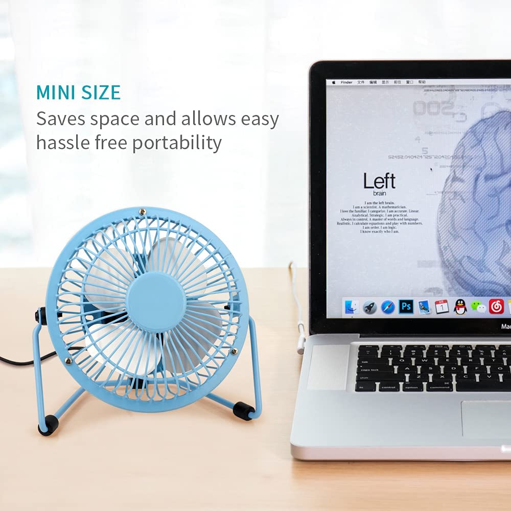 TAEPKY 4'' USB Desk Personal Fan,USB Powered Portable Fan, Mini USB Desk Table Fan, Mini Table Fan for Office Desk Bedroom Home