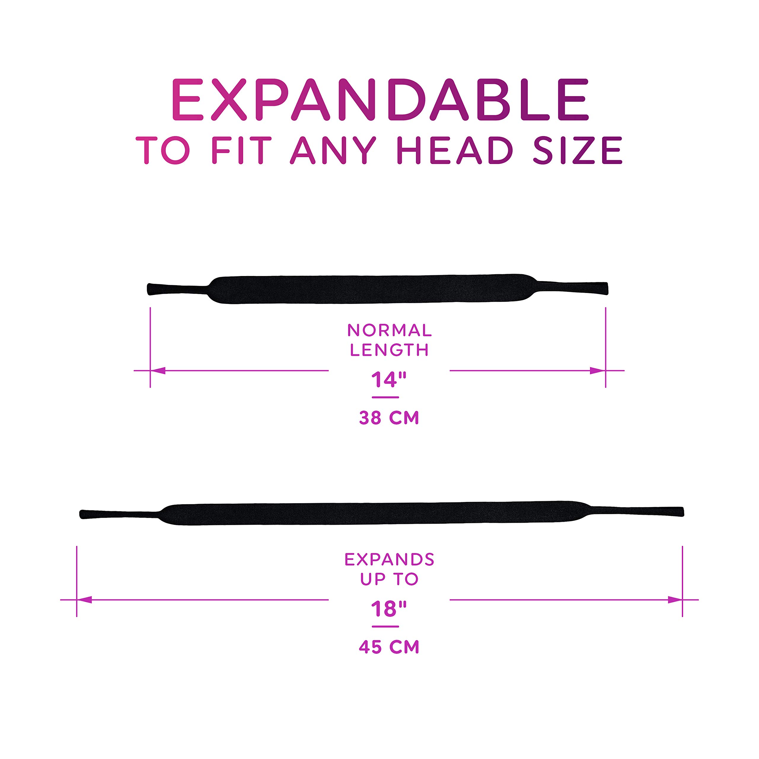 SQV Eyeglasses Holder Strap Premium Soft Neoprene Adjustable Sport Eyeglasses Holder for Men & Women - Glasses Cord Lanyard - Eyeglass Retainer (2, Black)