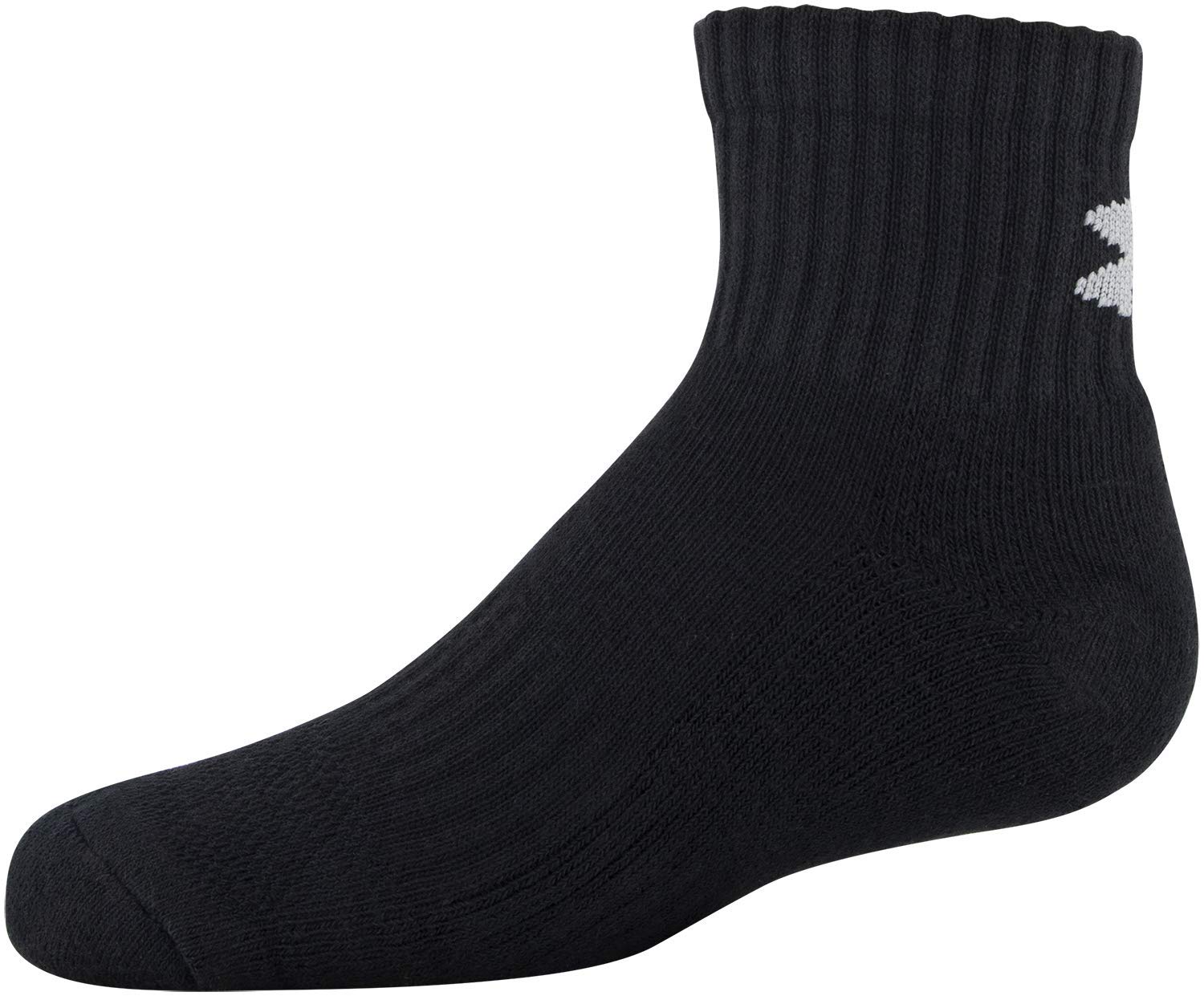 Under Armour Youth Training Cotton Quarter Socks, Multipairs , Black (6-Pairs) , Small