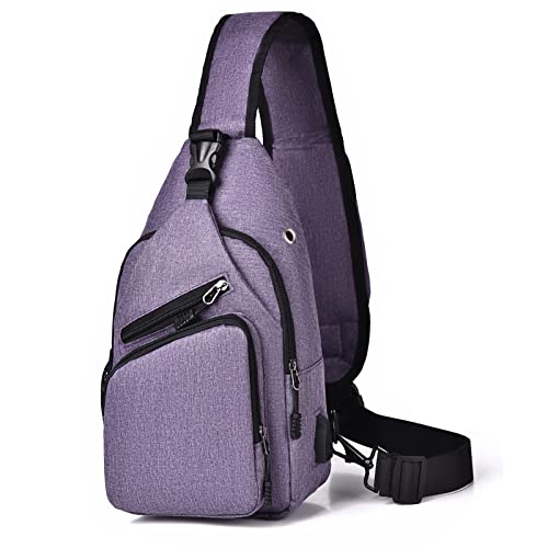 Sling Bag Sling Backpack Crossbody Bag for Women Men Chest Shoulder Bag Travel Hiking Daypack (Purple)