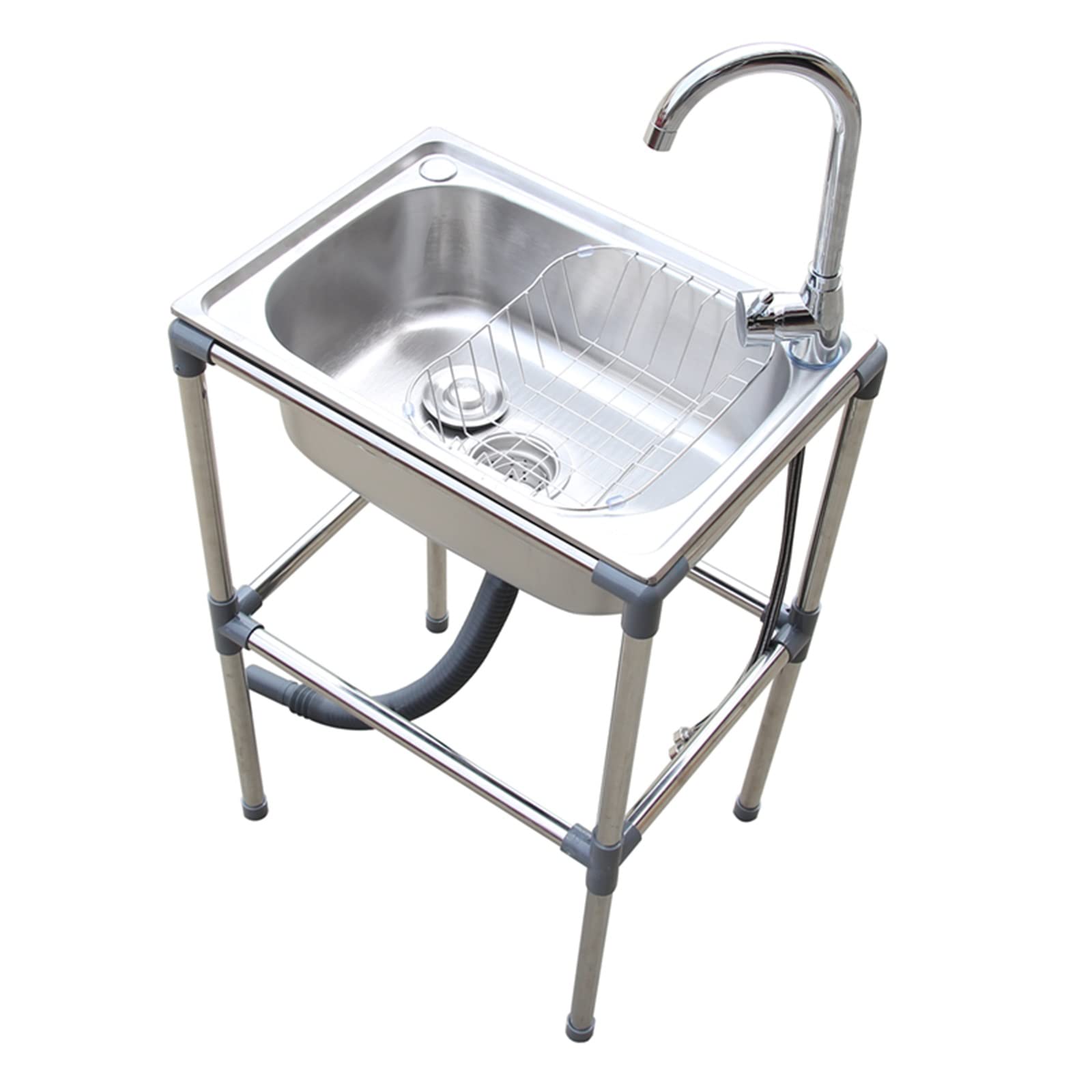 Stainless Steel Sink, Free Standing Restaurant Sink Station with Strainer, Kitchen Prep & Utility Sink for Home Garage Bar Laundry Room, Workbench Storage Shelves Indoor Outdoor ( Color : 35*48*75cm )