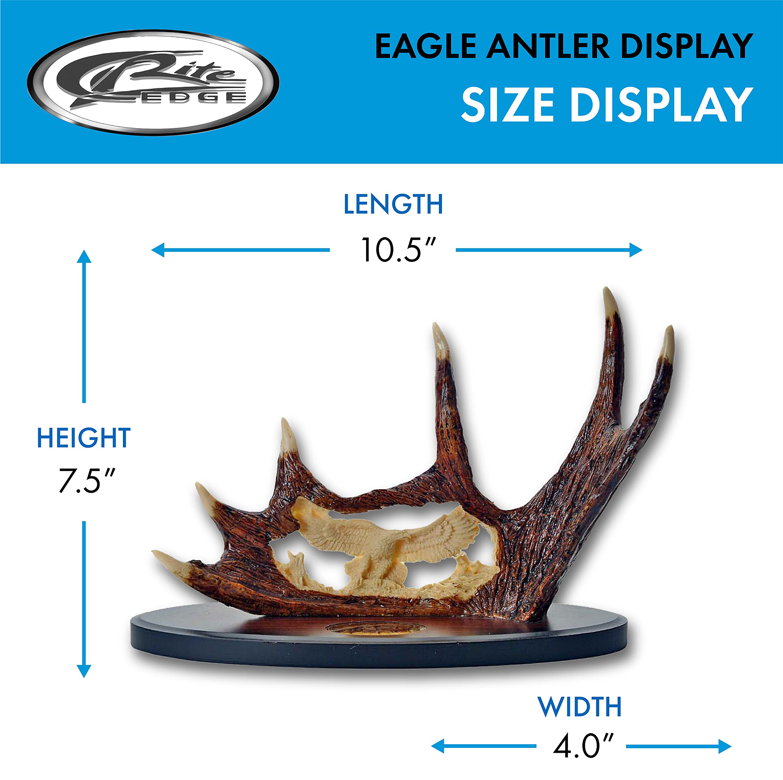 Szco Supplies 15" Etched Blade Bear Outdoor Hunting Knife With Resin Antler Display Stand, Brown