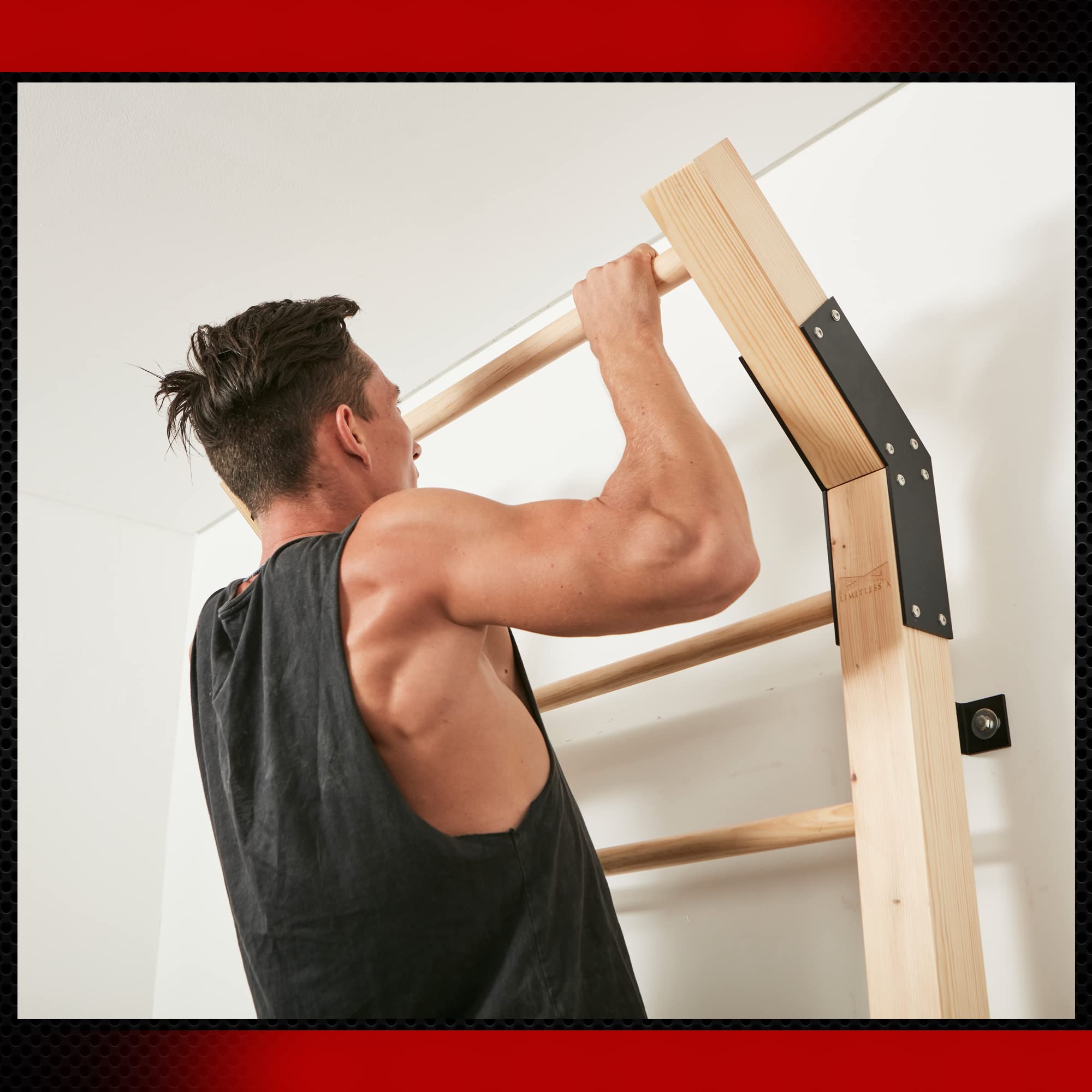Swedish Ladder Wood Stall Bar β Physical Therapy & Gymnastics Ladder w/ 11 Strategic Rods - Ideal for Back Pain Scoliosis Exercise Equipment & Range of Motion