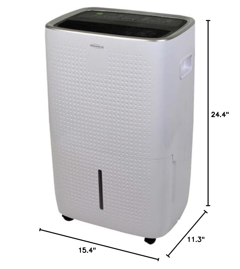 Soleus AC Energy Star 50-Pint Portable Dehumidifier with Auto-Shutoff & Timer, Home Dehumidifier and Moisture Absorber For Basement, Garage, Living Room in White