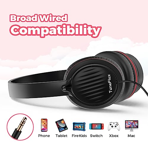 TuneFlux Kids Headphones, Design for boys and girls-Black