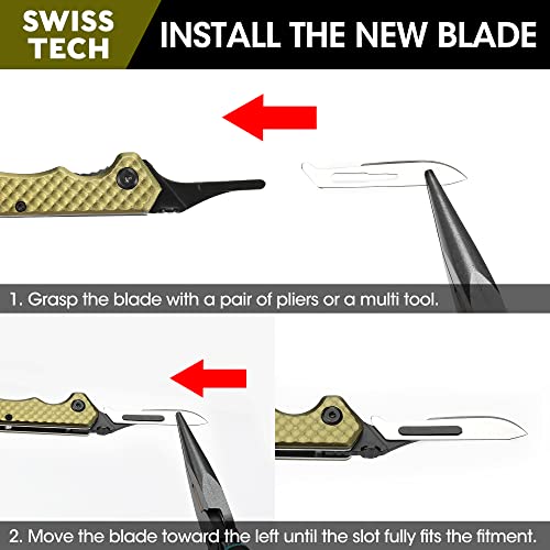 Swiss+Tech EDC Knife, Folding Pocket Knife with 5PCS Razor-Sharp Replaceable Blades, Belt Clip, Liner Lock & Aluminum Alloy Handle,Skinning Knives for Hunting, Survival, Fishing, Outdoor Skinning Deer