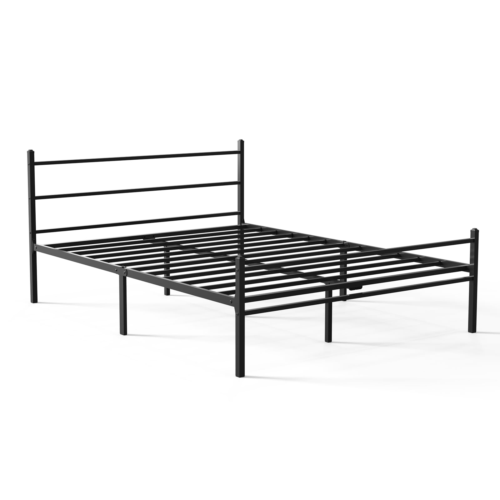 REGOSS Queen Bed Frame with Headboard, 11 Inch Heavy-Duty Metal Bed Frame with Storage and Anti-Slip Strap, Noise Free Bed Frames Features Sturdy Metal Slats, No Box Spring Needed, Easy Assembly