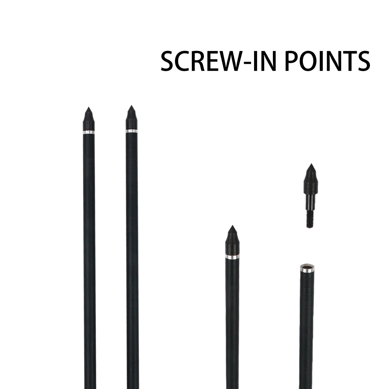 SinoArt 30-Inch Carbon Arrows 2" Blazer Vane 7.8mm Shaft Removable with Field Points Replaceable Tips for Recuve & Compound Bow (Pack of 12)