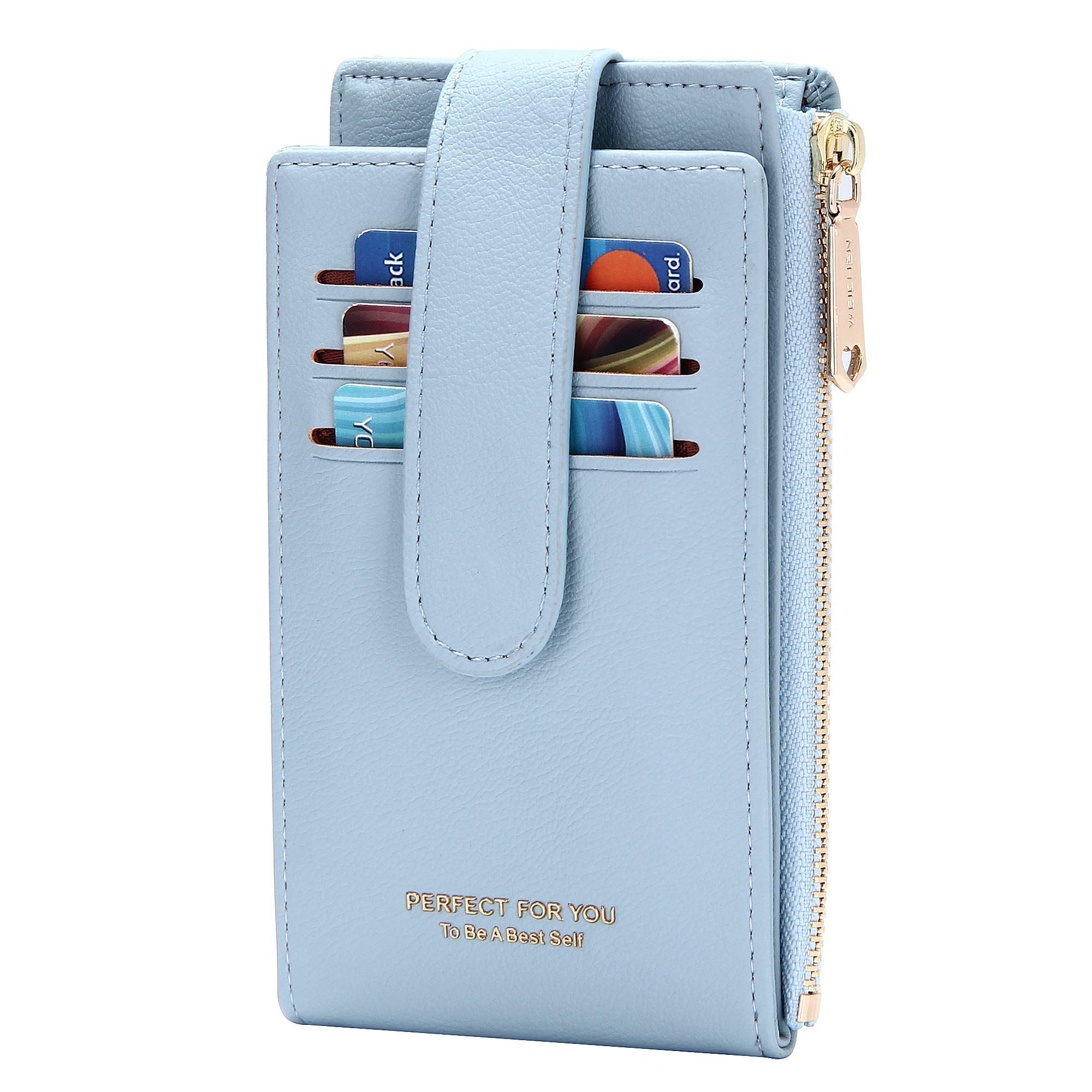ZRTARY Slim Card Holder Wallets for Women RFID Bifold Card Case Money Organizer with Zipper Pocket