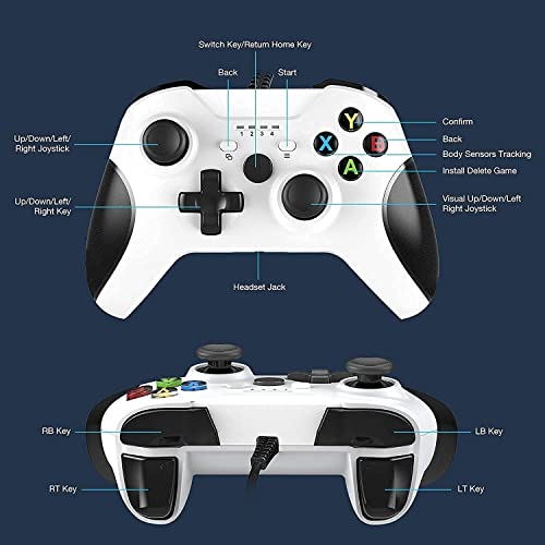 YCCSKY Wired Controller for Xbox One/Xbox Series X|S, Wired Game Controller with Mode Control, Dual Vbt and Novel Design for Xbox One/X/S/PC with Windows 7/8/10 (White)
