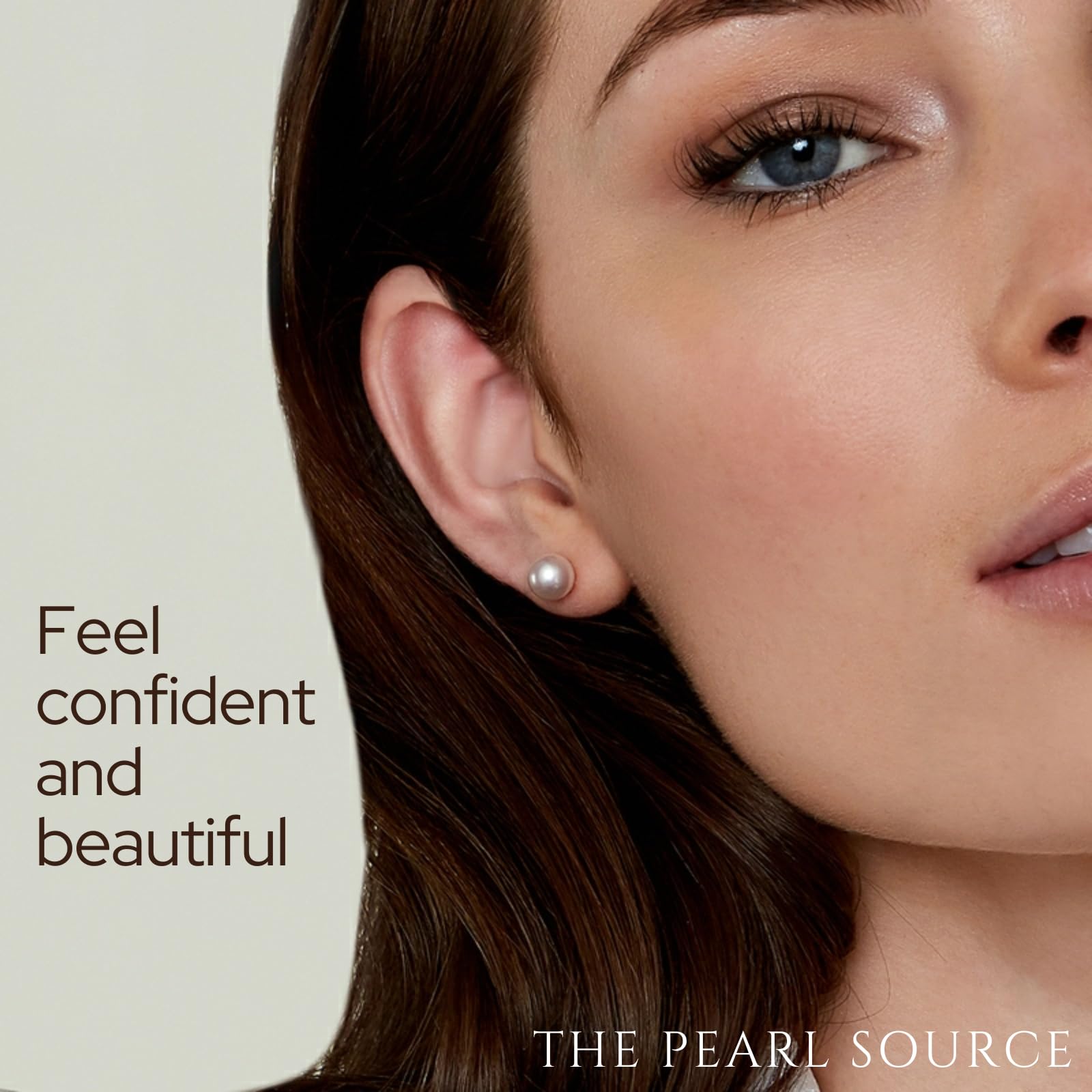THE PEARL SOURCE Round White Freshwater Real Pearl Earrings for Women - 14k Gold Stud Earrings | Hypoallergenic Earrings with Genuine Cultured Pearls, 9.0-9.5mm