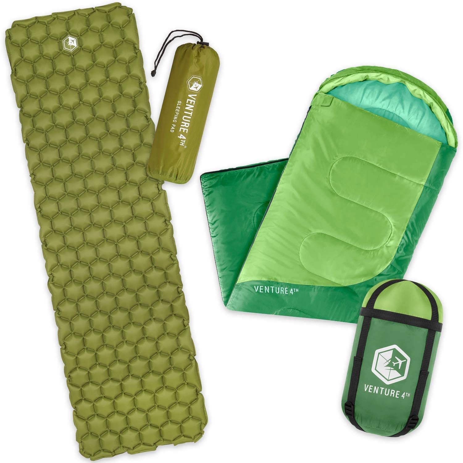 VENTURE 4TH Backpacking Warm Sleeping Bag with Ultralight Sleeping Pad for Adults & Kids β Ideal for Hiking, Camping & Outdoor Adventures