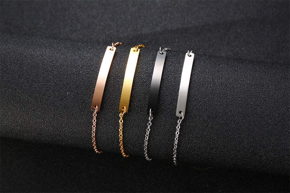 VNOX Set for 5 Customize Friendship Jewelry Stainless Steel Delicate Skinny Bar Adjustable Bridesmaid Bracelet