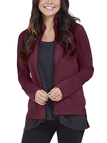 Seek No Further by Fruit of the Loom Women's Long Sleeve Full Zip Raglan Track Jacket, Athletic Maroon, XX-Large