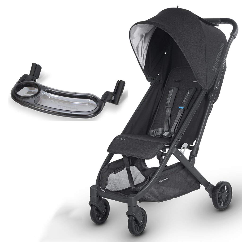 UPPAbaby Minu Stroller - Jake (Black Melange/Carbon/Black Leather) + Snack Tray for Minu