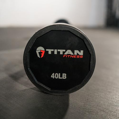 Titan Fitness EZ Curl Rubber Fixed Barbell 40 lb.
