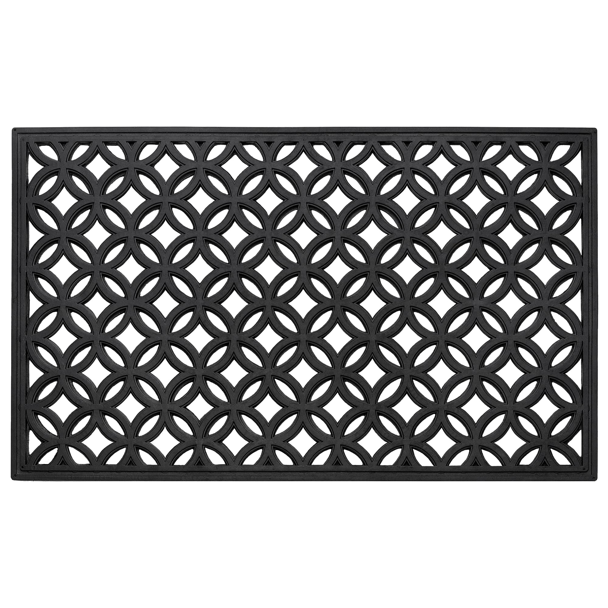 Wrought Iron Rubber Door Mat, Diamond - 18 Inch Width, 30 Inch Length - Durable, Easy to Clean & Decorative Outdoor Welcome Mats - Heavy Duty for All Weather - Doormat Traps Dirt, Debris, & Mud