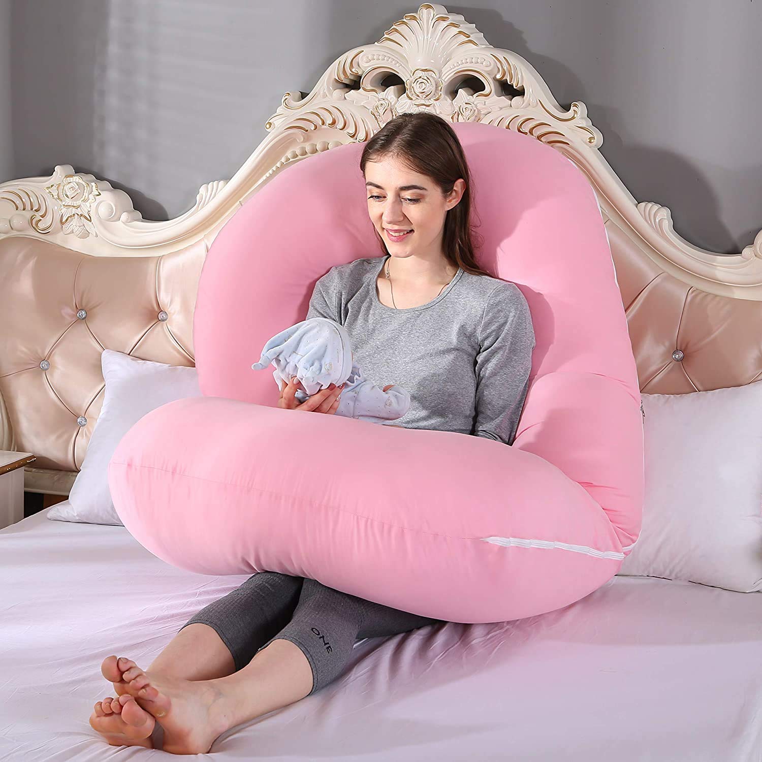 Ruutcasy Pregnancy Pillow,Full Body Pillow Maternity Support with Comfort Body Back Support Nursing Maternity Pregnancy Pillow with Removable Cover