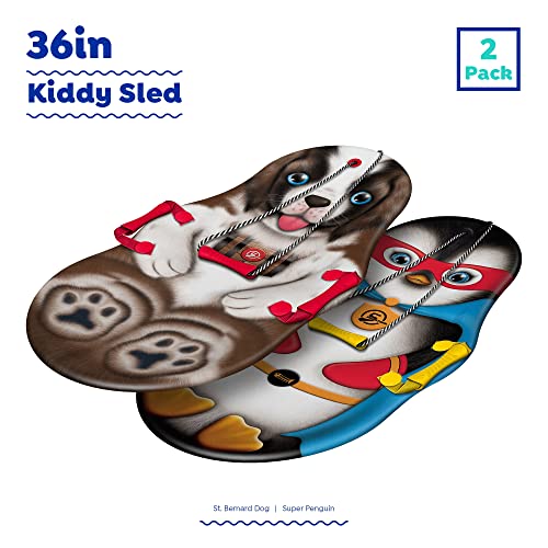 Sno-Storm 36in Foam Winter Kiddy Snow Sled 2-Pack, Multi Character, (AZ21-SBSL360-2PK)