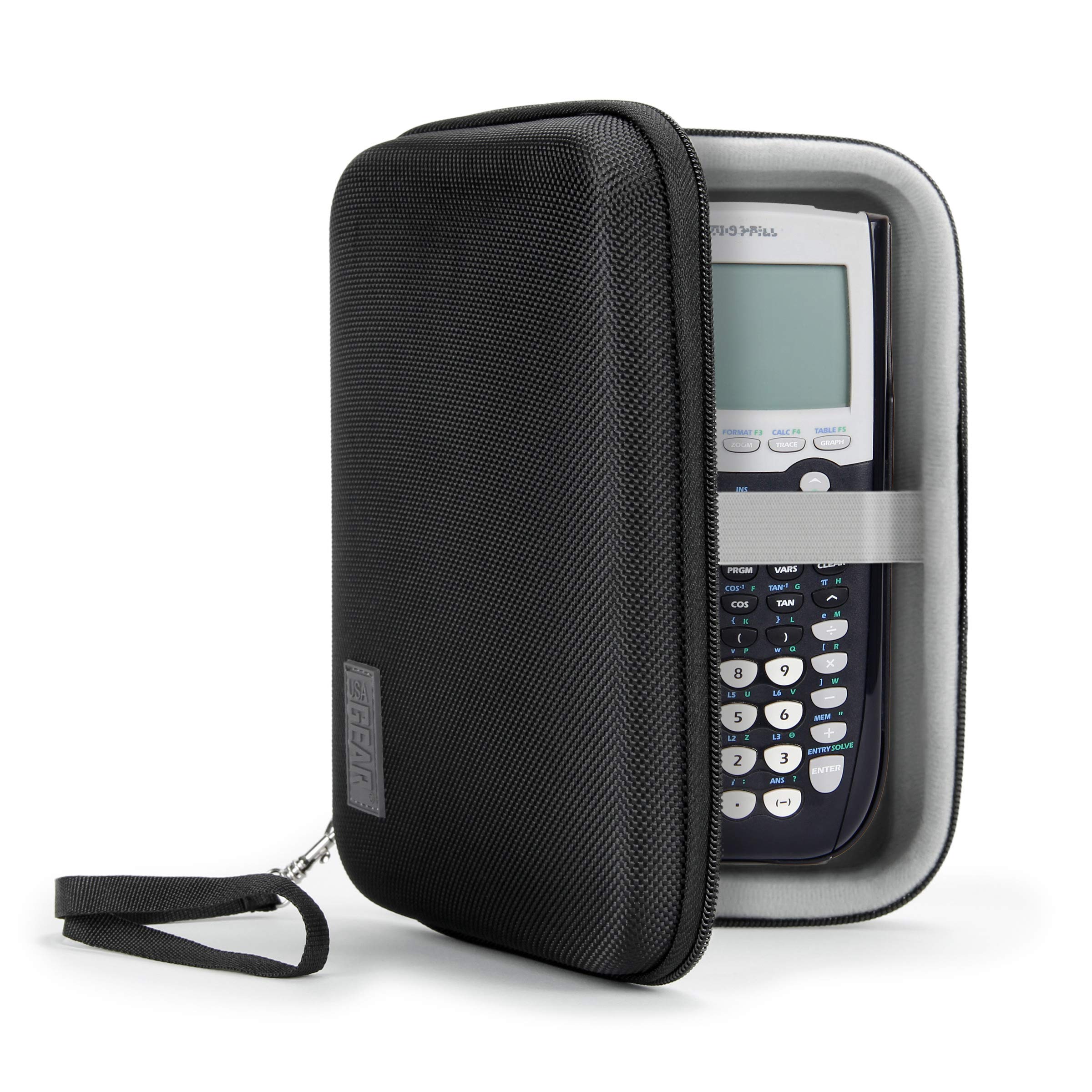USA Gear Hard Shell Calculator Case - Graphing Calculator Case with Water Resistant Exterior and Large Accessory Storage - Compatible with TI-84 Graphing Calculator, TI-83 Plus, and Casio FX-9750GII