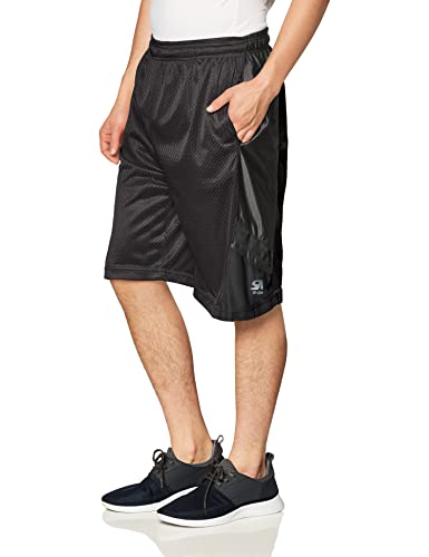 Southpole Men's Athletic Gym Mesh Shorts with Pockets, Lightweight, Quick Dry, Breathable, Black/Black, X-Large