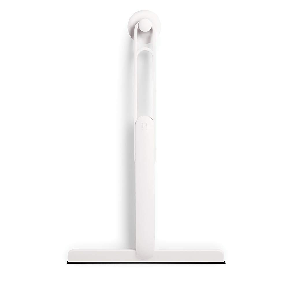 Umbra 1005121-660 Flex Squeegee, White Rust-Proof Squeegee with Extending, Extra Long Handle and Suction Cup, Store in Shower, Keep Tiles and Shower Walls Dry and Clean, White,10¼ x 11½ x 1 ½ inches