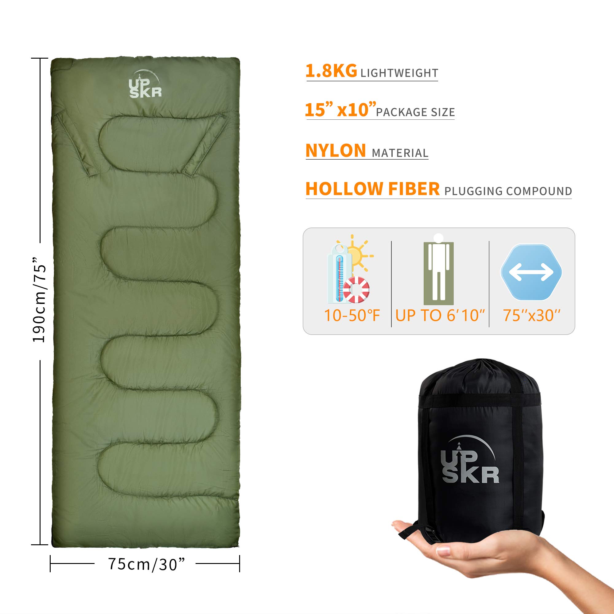 UPSKR Sleeping Bag Lightweight & Waterproof for Adults & Kids