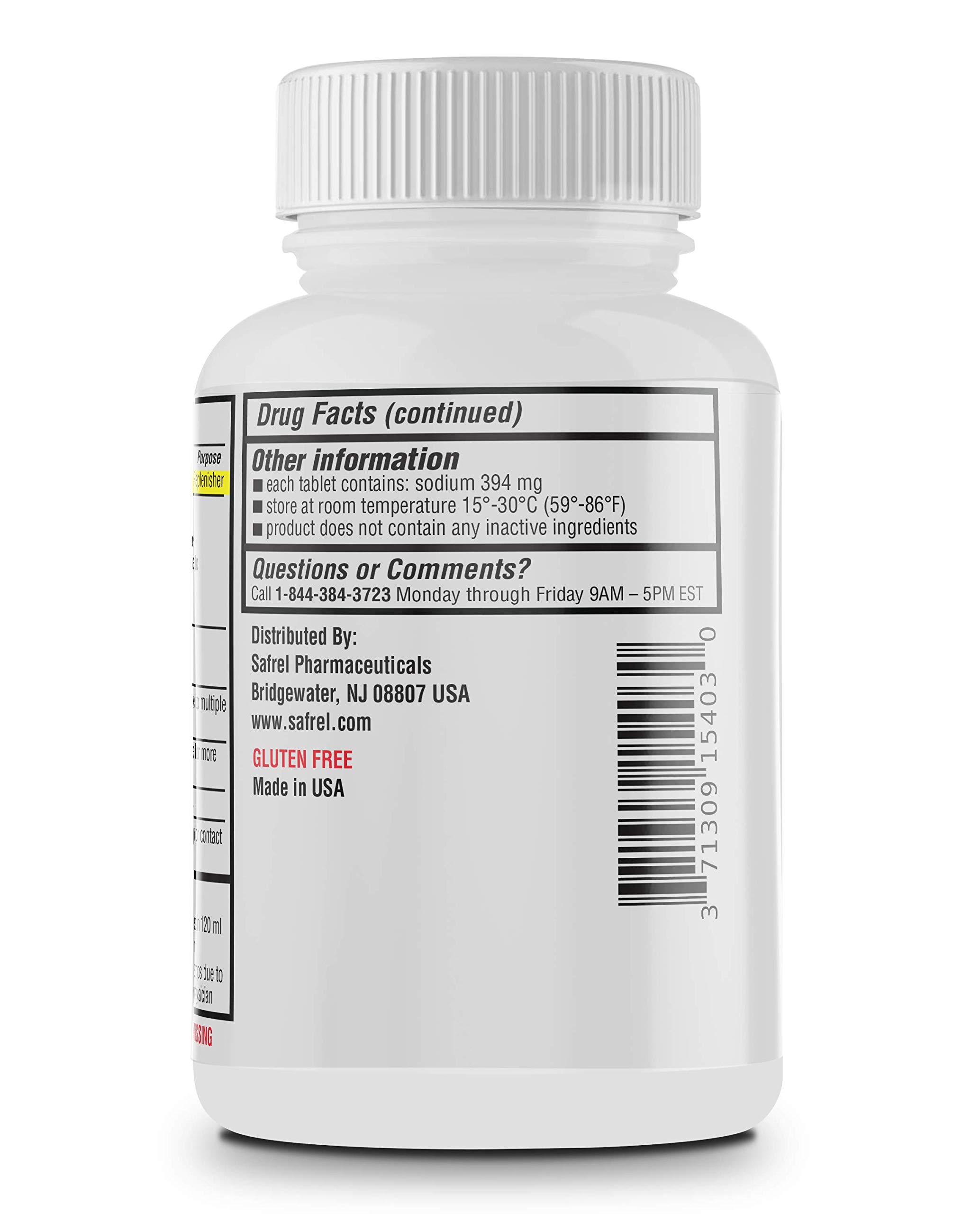 Safrel Sodium Chloride Tablets 1 gm, USP | Normal Salt Tablets | (15.4gr.) | Electrolytes Replenisher Hydration Drink (300 Count (Pack of 1))