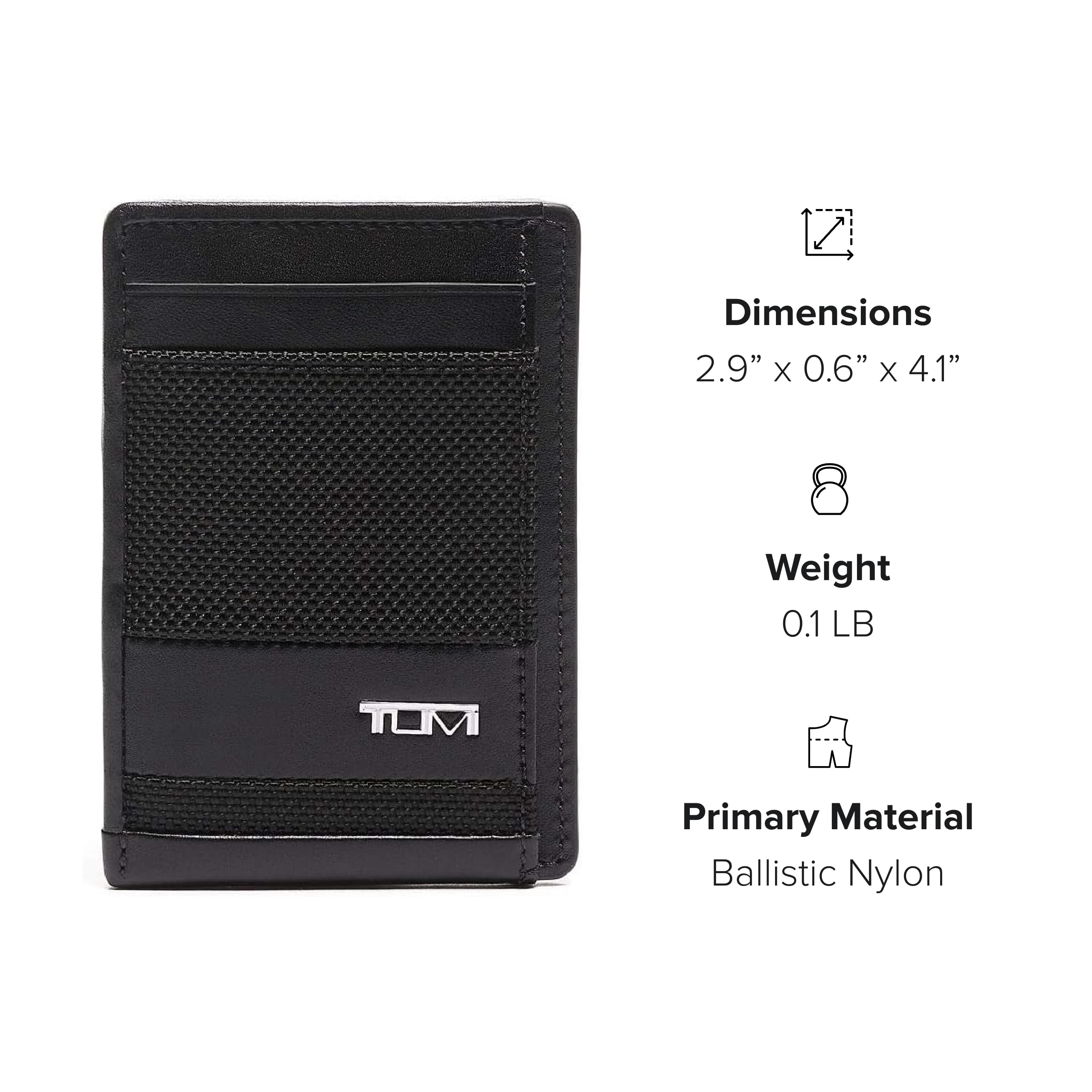 TUMI - Alpha Money Clip Card Case - Credit Card Wallet - Stylish Cash & Money Clip - 2.9" X 4.1" X 0.6" - Black