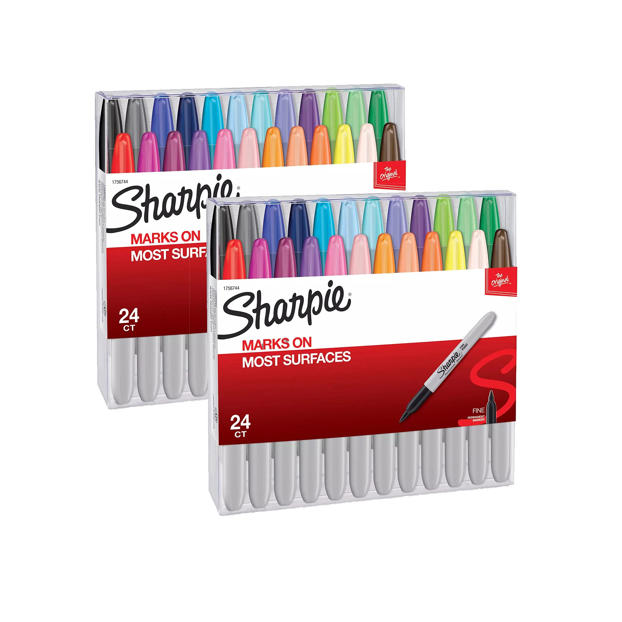 Sharpie 75846 Permanent Markers, Fine Point, Assorted Colors, 2 Sets of 24 Markers