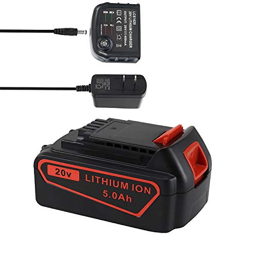 Volt1799 20V 5.0Ah Replacement Battery and Charger for Black and Decker 20V Max Lithium Batteries LB20 LB2X4020 LBXR20B-2 LBXR2020-OPE LB2X4020-OPE LBX4020