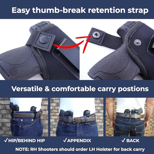 TacX Pro Gear Universal IWB Holster | Concealed Carry | Inside The Waistband | Flexible, Breathable, Neoprene | S&W M&P Shield 9/40 1911 XDS Taurus Glock
