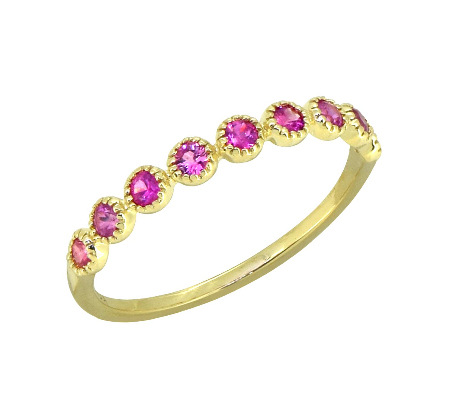 YoTreasure 0.36 ct. t.w. Pink Sapphire Solid 14k Yellow Gold Eternity Band Ring