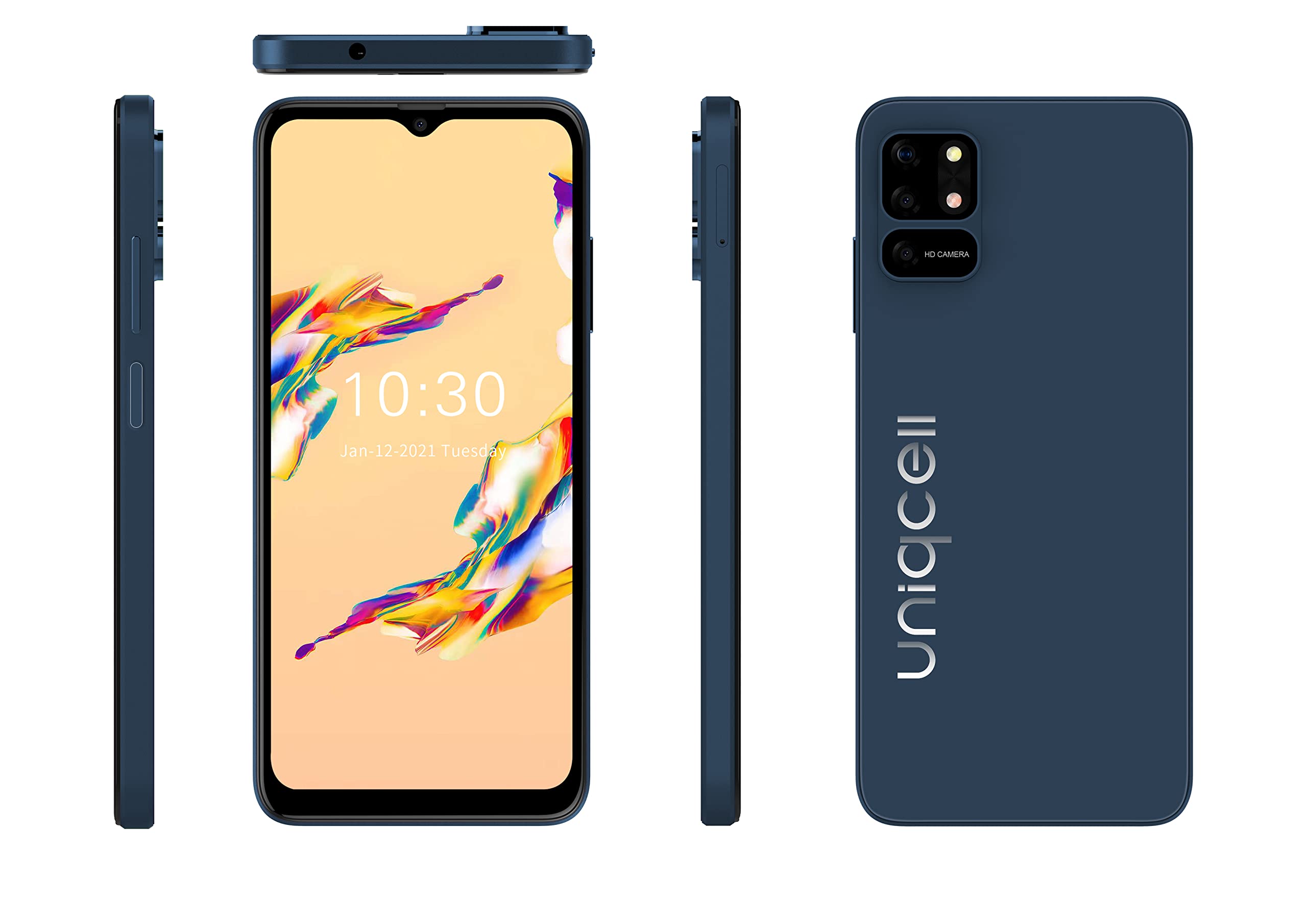 Uniqcell UNI X Cell Phone, 6.517" HD+INCELL Waterdrop, Android Cell Phone with Octa Core 64GB+4GB, 16MP+8MP, Unlock Fingerprint (Blue)