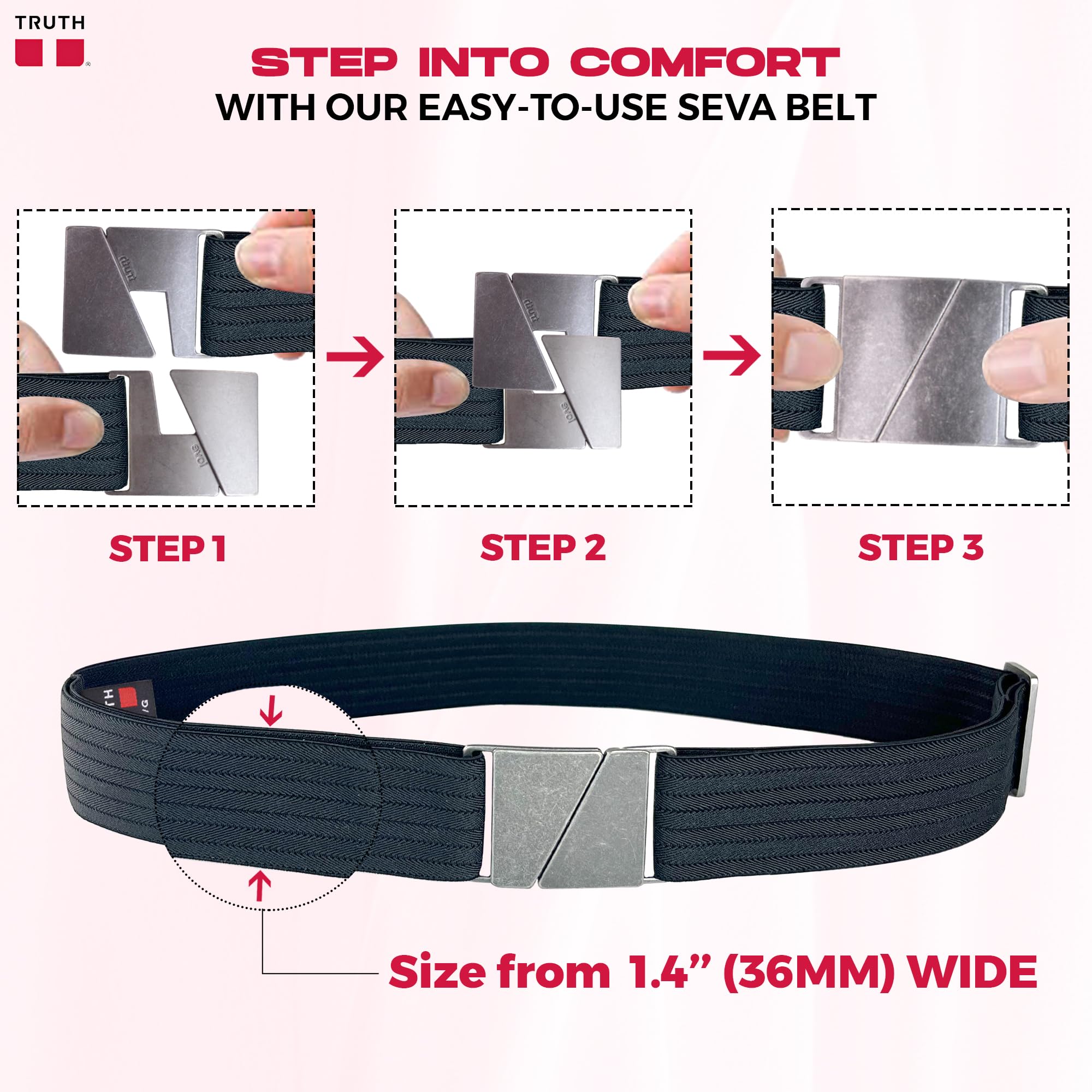 Truth Belts for Women - Adjustable Stretch Belt for Natural Fit - No Show Women Belt for Jeans, Pants, and Plus Sizes