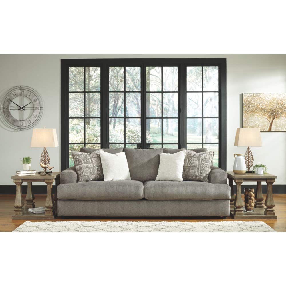 Signature Design by Ashley Soletren Contemporary Chenille Sofa with 4 Accent Pillows, Gray