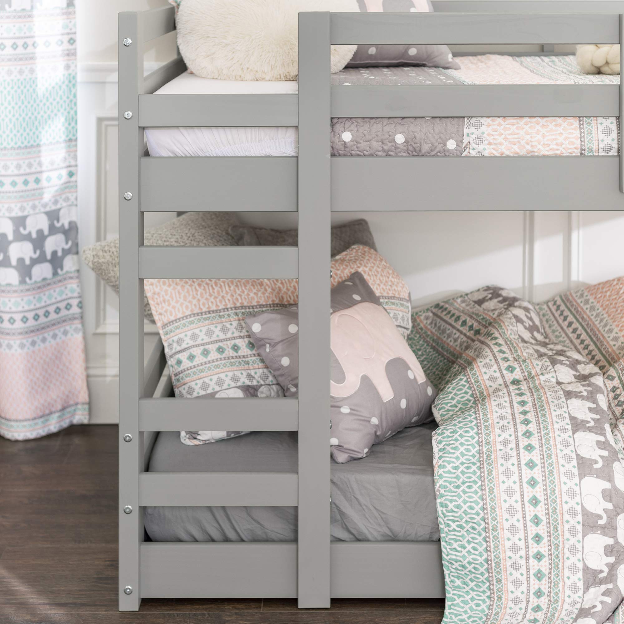Walker Edison Alexander Classic Solid Wood Stackable Jr Twin over Twin Bunk Bed, Twin over Twin, Espresso