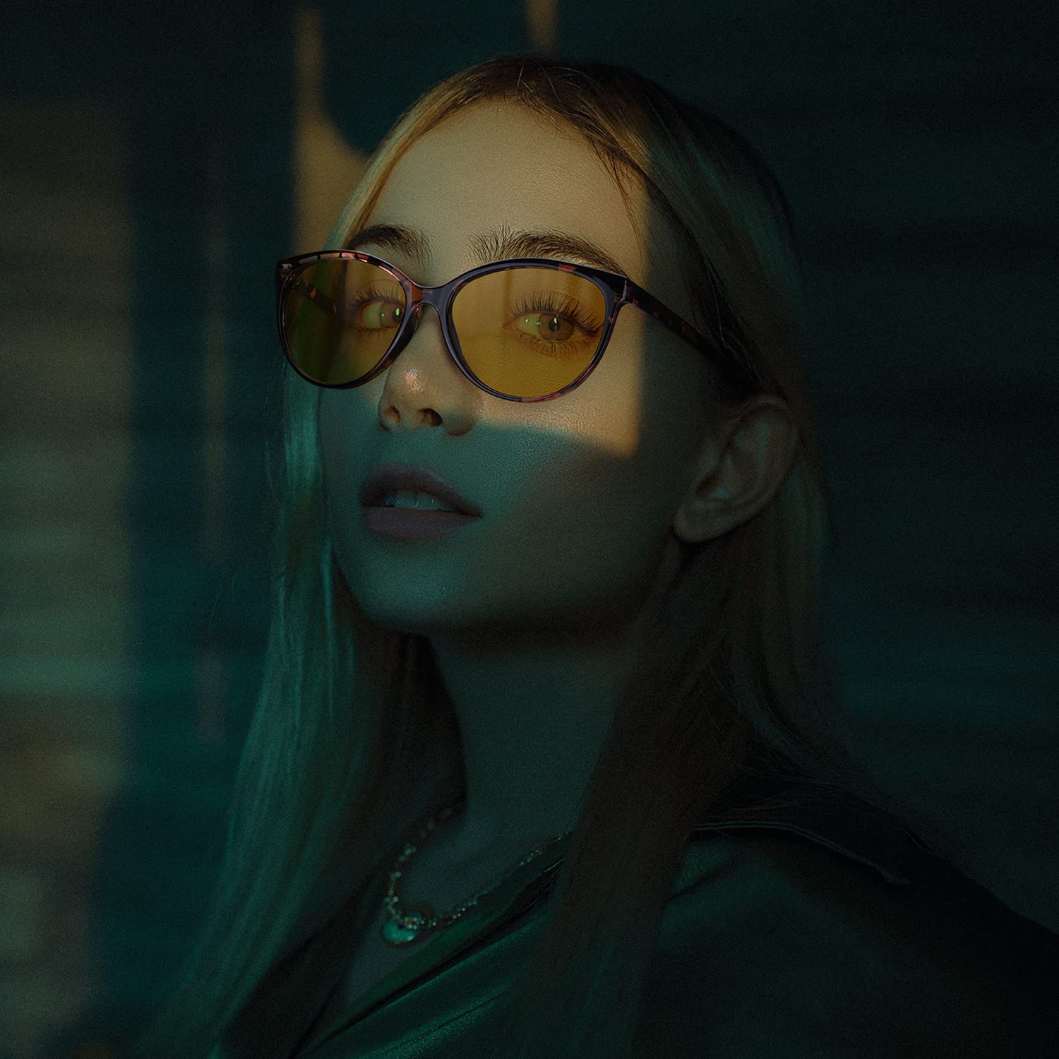 TJUTR Night-Vision Glasses for Women, Polarized Night-Driving Glasses Reduce Glare Nighttime Glasses UV Protection