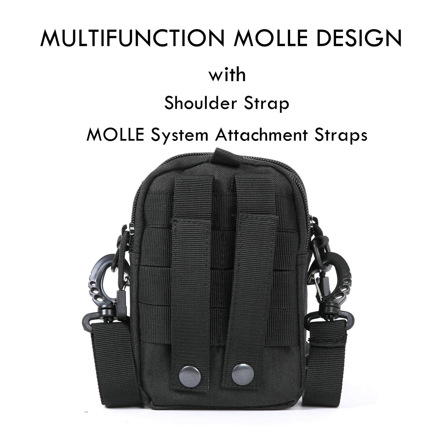 Tactical Pouch, Multipurpose EDC Belt Bag, Belt Purse with Cell Phone Holster Holder, Fit for iPhone, Samsung Galaxy, LG, and More Less Than 6.2 inches Phone, Black