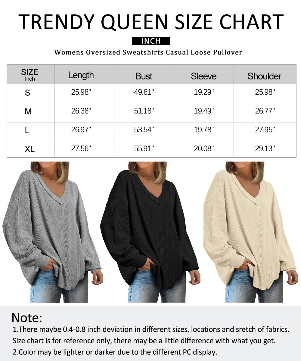 Trendy Queen Womens Oversized Sweatshirts Sweaters Casual Pullover Loose Long Sleeve Tops Shirts Clothes Black