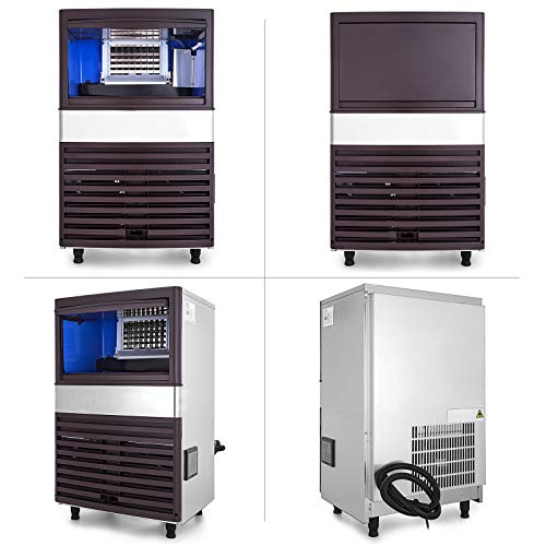 VEVOR 110V Commercial Ice Maker Machine 95LBS/24H ETL Approved Stainless Steel Ice Machine with 50LBS Bin, Auto Clean, Clear Cube, Air-Cooled, Include Water Filter and Drain Pump