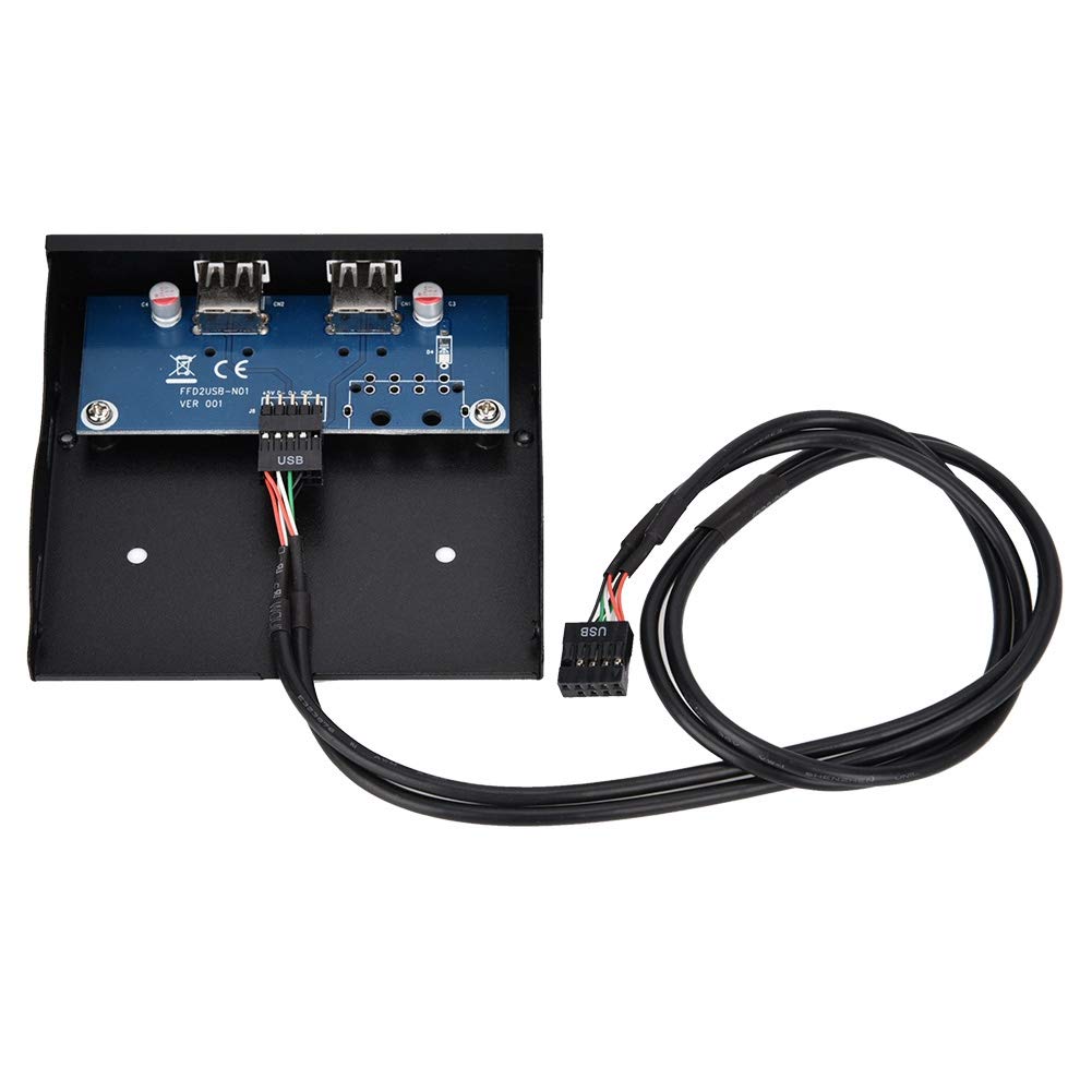 USB 2.0 Floppy Drive Front Panel,3.5 Inch USB2.0 2 Port 9-Pin Tinned Copper Wire Front Panel,Strict Accord with The Size of The Floppy Drive Interface