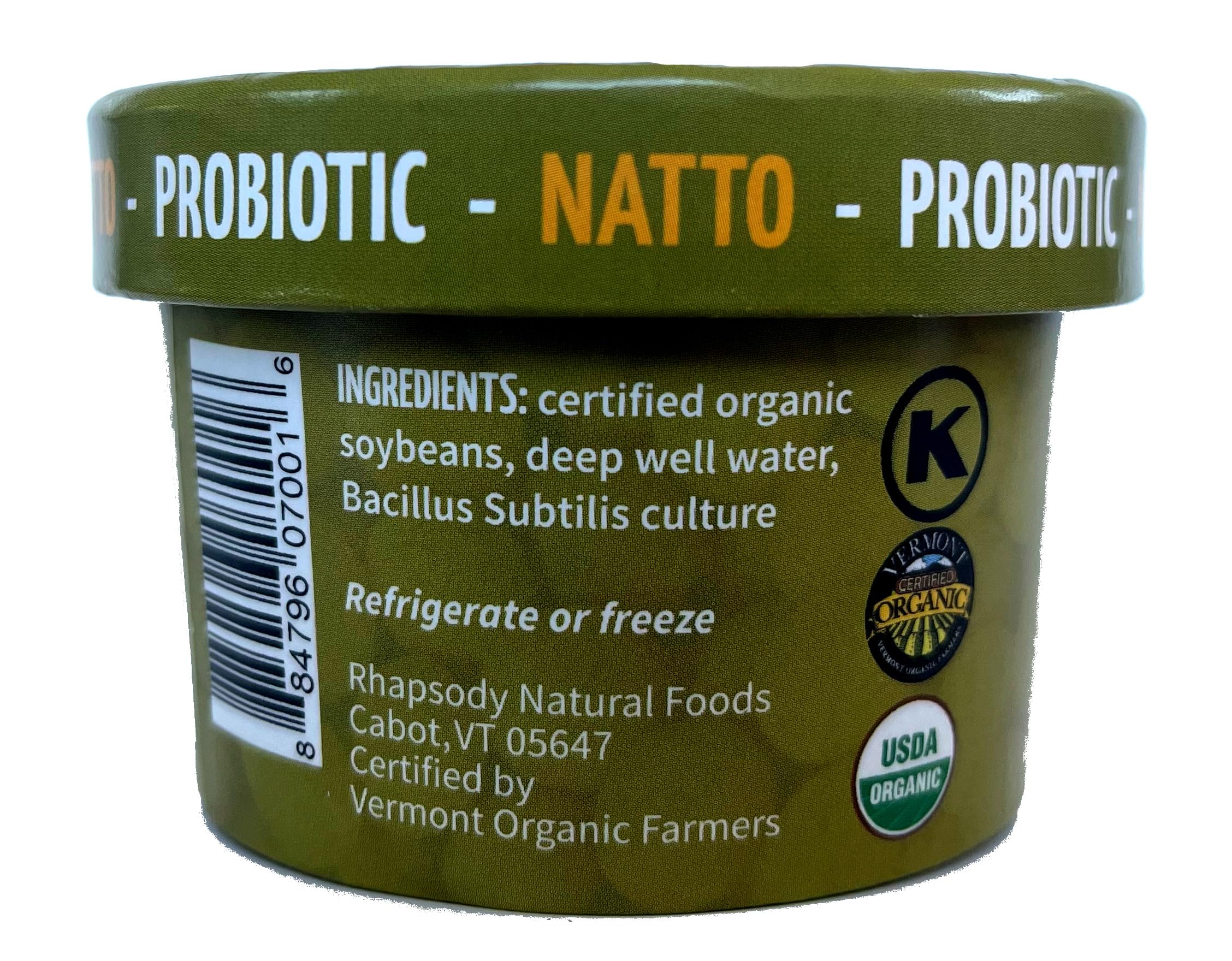 Rhapsody Natural Foods, Small BeanNatto, Made in Vermont, Fermented Probiotic Superfood, 3.5 oz (100g) - Case of 12 (42oz)